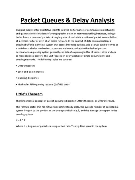 Packet Queues And Delay Analysis Pdf Stochastic Process Markov Chain