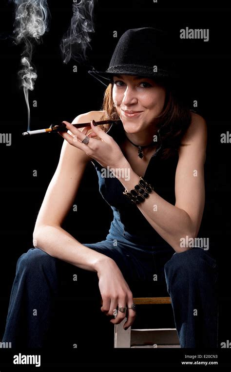 Woman Smoking Cigarette Holder