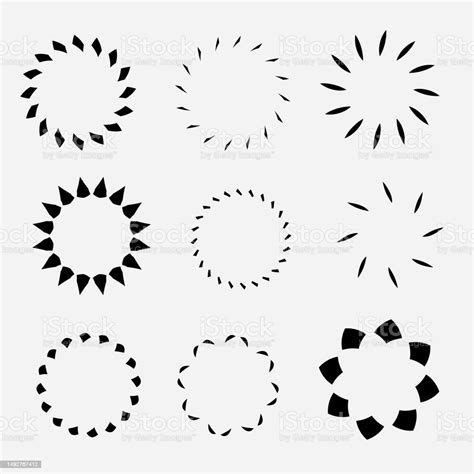 반복되는 다양한 모양의 간단한 평면 벡터 디자인으로 만든 원형 세트 8에 대한 스톡 벡터 아트 및 기타 이미지 8 개념 개성 개념 Istock