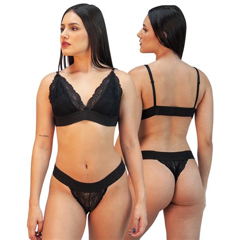 Conjunto De Renda Preto Com Elastico Tam Gg K Import Export Ltda Atacado Sexshop