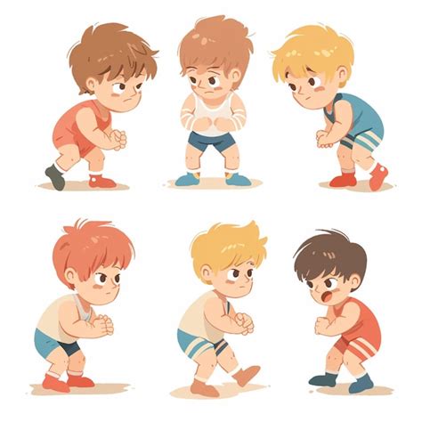Wrestling Vector Set Simple And Minima Premium Ai Generated Vector