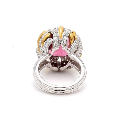 8 00 Carat Ruby 2 00 Carat Round Brilliant Diamond 14k White Gold Cocktail Ring For Sale At 1stdibs