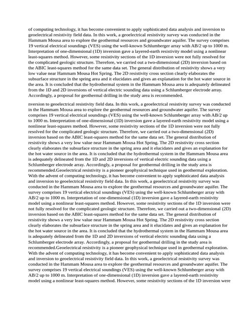 Exploration Of A Geothermal Reservoir Using Geoelectrical Resistivity Inversion Pdf