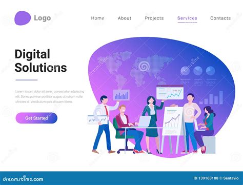 Digital Solutions Business Analytics Management Ma Stock Vector