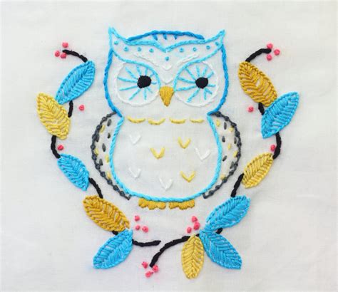 Owl Embroidery Pattern Hand Embroidery Pattern Owls Owl Design Etsy