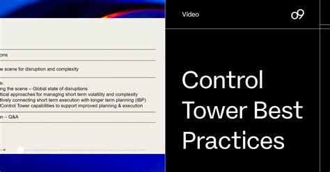 Control Tower Best Practices O9 Solutions