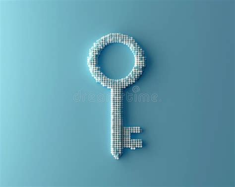Minimalist Key Shape From White Binary Code Entering Keyhole Outline