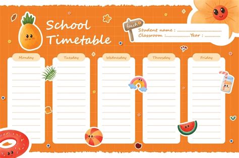 Premium Vector Back To School Timetable