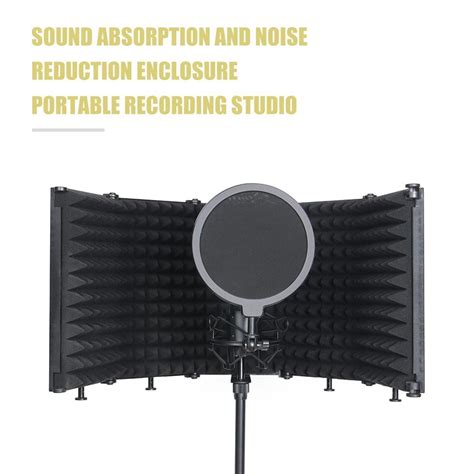 Foldable 5 Panel Mic Sound Absorbing Foam Wind Scr Vicedeal