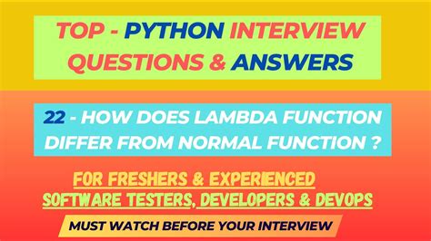 How Does Lambda Function Differ From A Normal Function In Python Freshers Experienced