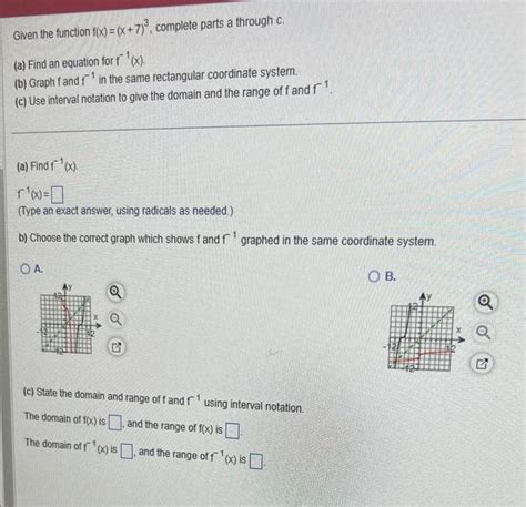 Given The Function F X X 7 3 Complete Parts A