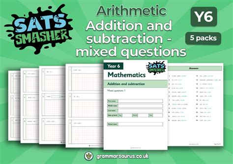 Y6 Sats Smasher Maths Arithmetic Addition And Subtraction Mixed