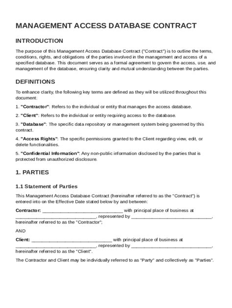 Management Access Database Contract Template Fill Out And Sign Online Dochub