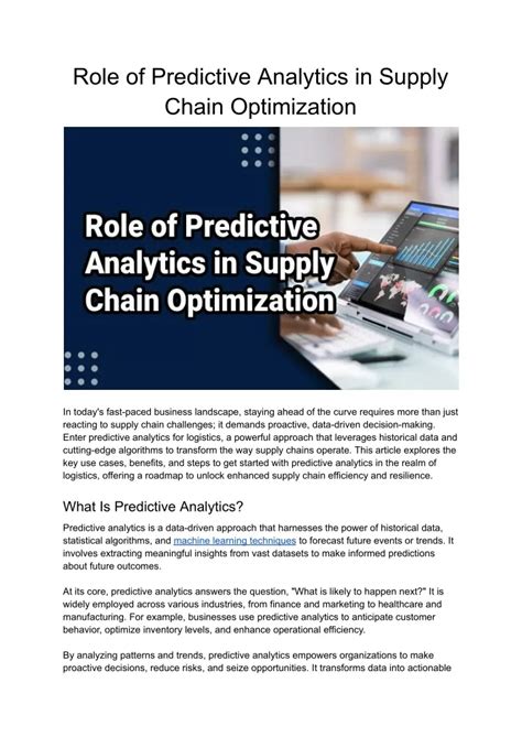 Ppt Role Of Predictive Analytics In Supply Chain Optimization Powerpoint Presentation Id