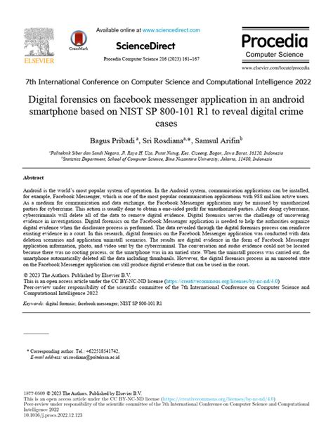 Digital Forensics On Facebook Messenger Application In An Android