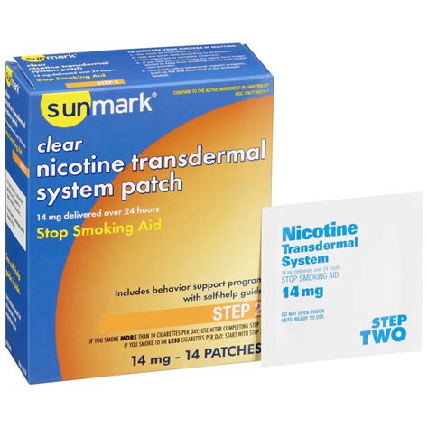 Sunmark Clear Nicotine Transdermal System Patch Stop Smoking Aid 14 Mg