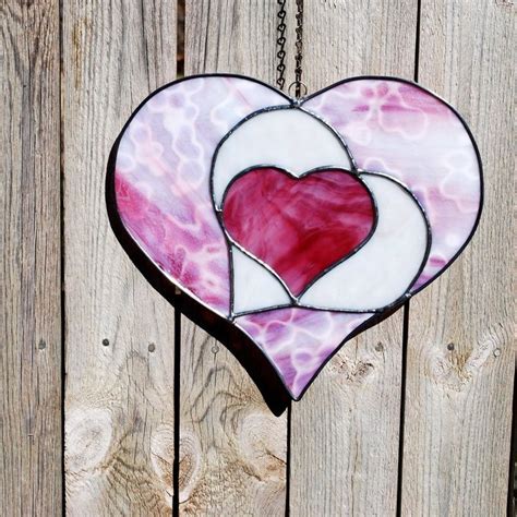 Valentine Heart Stained Glass Suncatcher Etsy Stained Glass Crafts