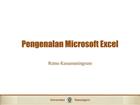 Pengenalan Tentang Microsoft Excel Bagi Pemula Pptx