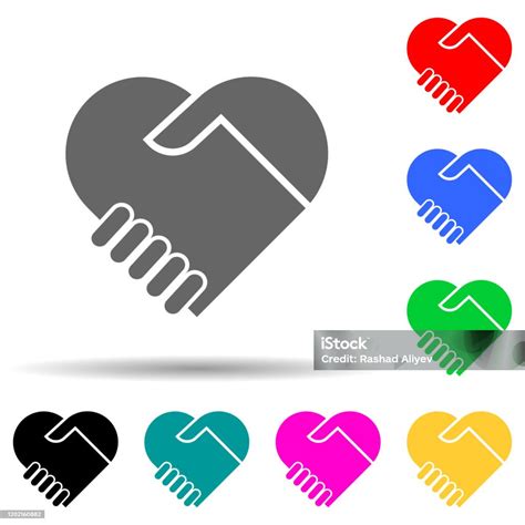 사랑 멀티 컬러 스타일 아이콘과 악수 Ui 및 Ux 웹 사이트 또는 모바일 응용 프로그램에 대한 간단한 문양 대화와 우정 아이콘의 평면 벡터 개념에 대한 스톡 벡터 아트 및
