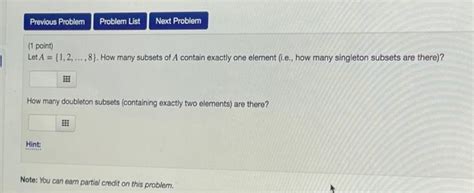 solved 1 point let a 1 2 … 8 how many subsets of a