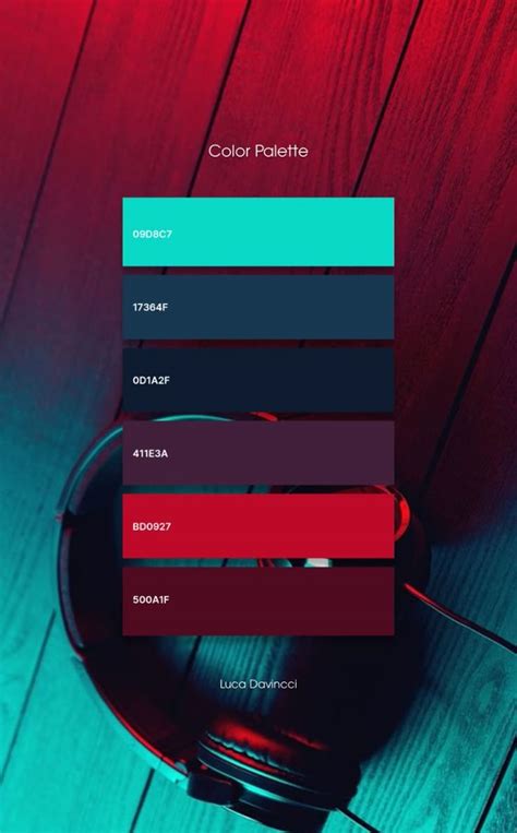 Color Palette Red Cyan Neon Color Palette With Headphones Graphic