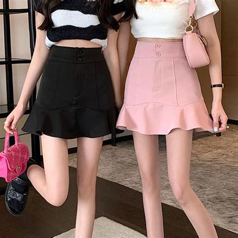 a라인 핑크색 미니스커트 대 캐주얼 대 스커트 에이블리