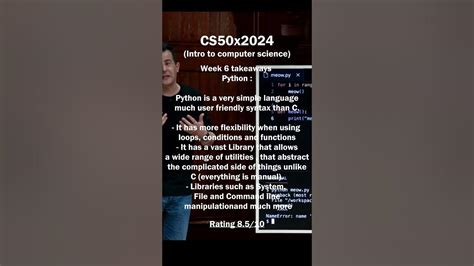 Part 10 Cs50 Intro To Computer Science Week 6 Takeaways Python Youtube