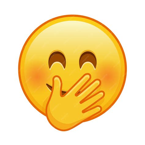 손으로 입을 가리고 웃는 눈으로 웃는 얼굴 프리미엄 벡터