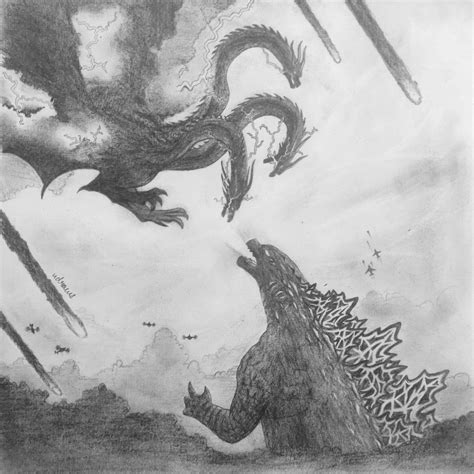 Godzilla Vs King Ghidorah Ghidorah Drawing Godzilla Vs King Ghidorah