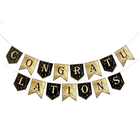 Congratulations Black Golden Wall Banner Welcome Paper Banners In