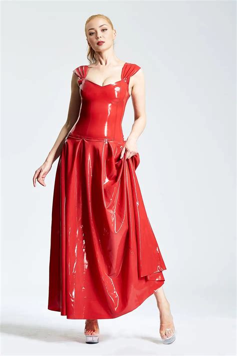 Latex Panel Pleated Formal Maxi Dress Fashion Latex Clothing Uk