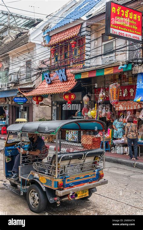 Bangkok Thailand October 14th 2020tuk Tuk In A Street In Chinatown