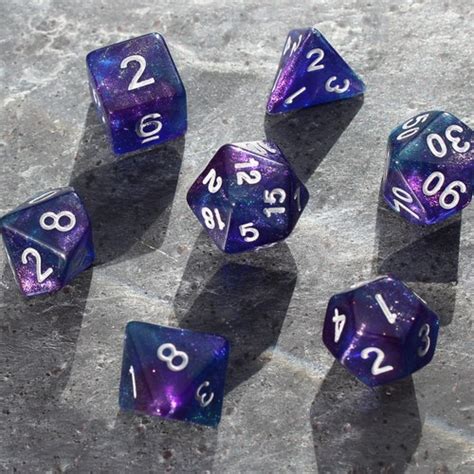 Dionysus Favour Blue Dice Set With Velvet Bag 7pcs Dandd Etsy