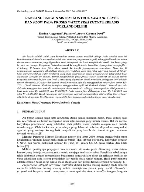 Hal Rancang Bangun Sistem Kontrol Cascade Level Dan Flow Pada Proses Water Treatment Berbasis