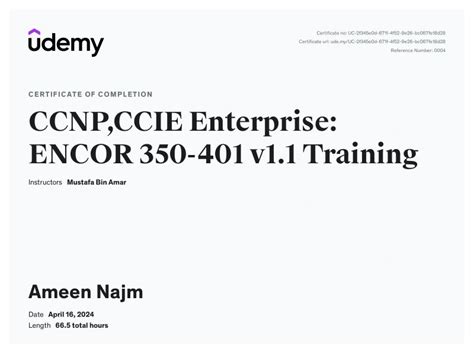 Ameen A Najm On Linkedin View My Ccnp Encor Certificate Of Completion From Udemy