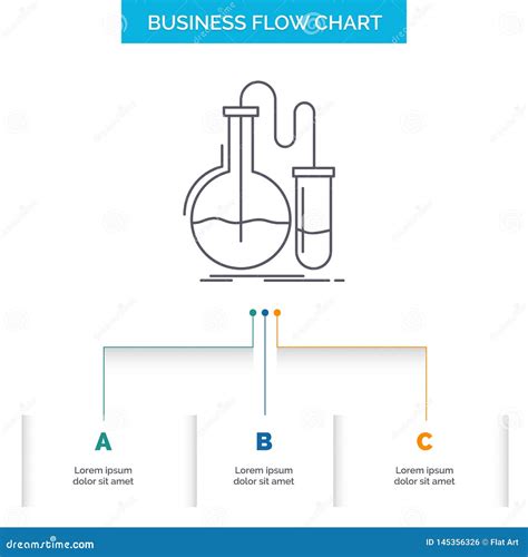 Analysis Chemistry Flask Research Test Business Flow Chart Design With 3 Steps Line Icon
