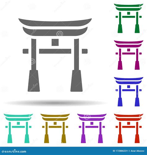 Torii Gate In Multi Color Style Icon Simple Glyph Flat Vector Of