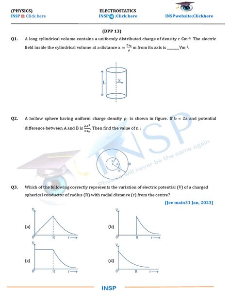 Electrostatics Dpp 13 Insp Pdf Sphere Electrostatics