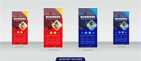 기업 비즈니스 롤 스탠드 배너 디자인 서식 파일 프리미엄 벡터
