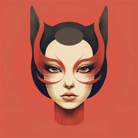 Premium Ai Image Woman Cat Face