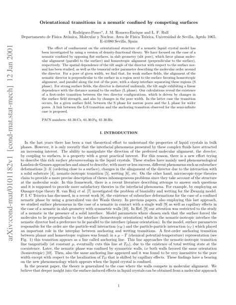 Pdf Orientational Transitions In A Nematic Liquid Crystal Confined By