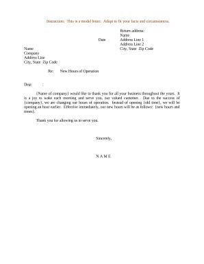 Reduce Work Hours Sample Letter Template