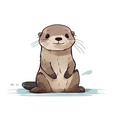 Premium Photo Adorable Minimalist Digital Drawing Of A Playful Otter