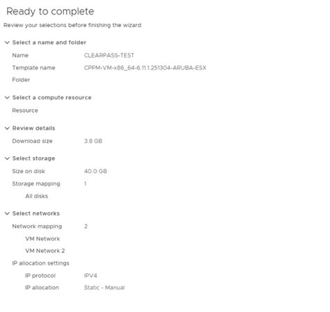 clearpass esxİ ovf deploy cppm 6 11 1