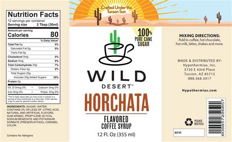 Horchata Coffee Syrup 100 Pure Cane Sugar