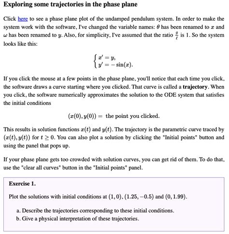 Solved Exploring Some Trajectories In The Phase Planeclick