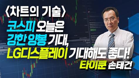 타이쿤의 차트의 기술 코스피 오늘은 강한 양봉 기대 Lg디스플레이 기대해도 좋다 머니투데이방송 증시 증권