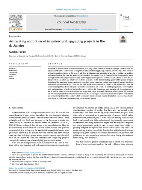 Pdf Articulating Corruption Of Infrastructural Upgrading Projects In Rio De Janeiro
