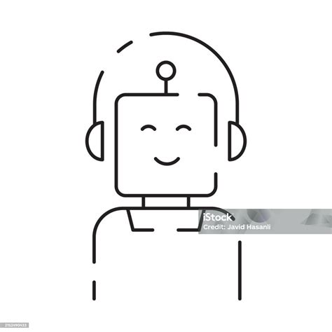Robot Icon Chatbot Icon Cute Smiling Bot Outline Robot Sign Vector Flat