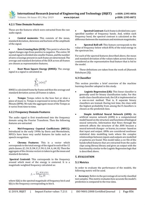 Irjet Music Genre Classification Using Machine Learning Algorithms A Comparison Pdf
